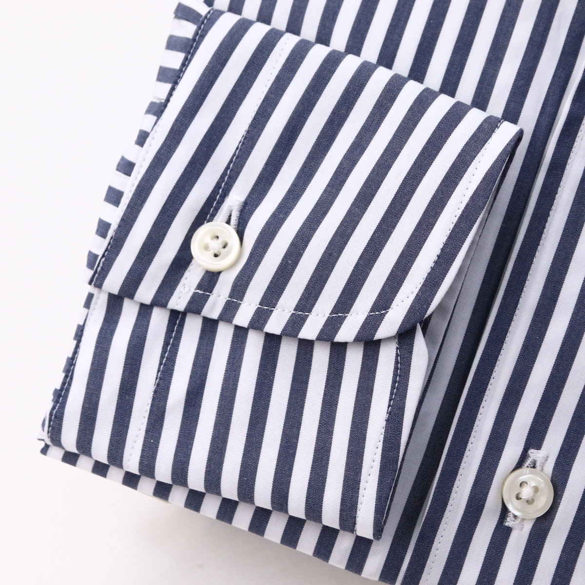ドレスシャツ ボタンダウン ワンピースカラー シャツ イージーケア ネイビー ロンドンストライプ 日本製 綿100% イタリアンカラー 長袖 ...